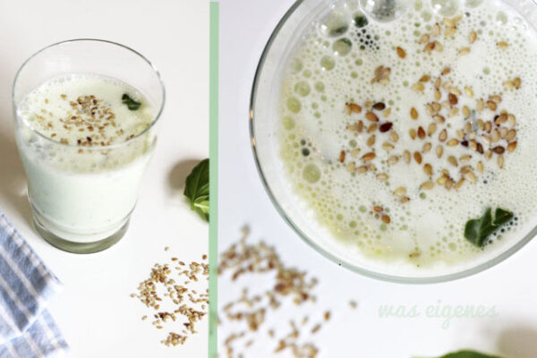 Kefir-Lassi mit Gurke und Basilikum {Rezept}