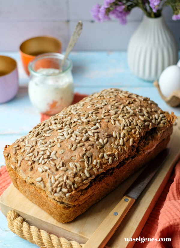 Rezept für ein Sonnenblumenkernbrot mit getrocknetem Sauerteig