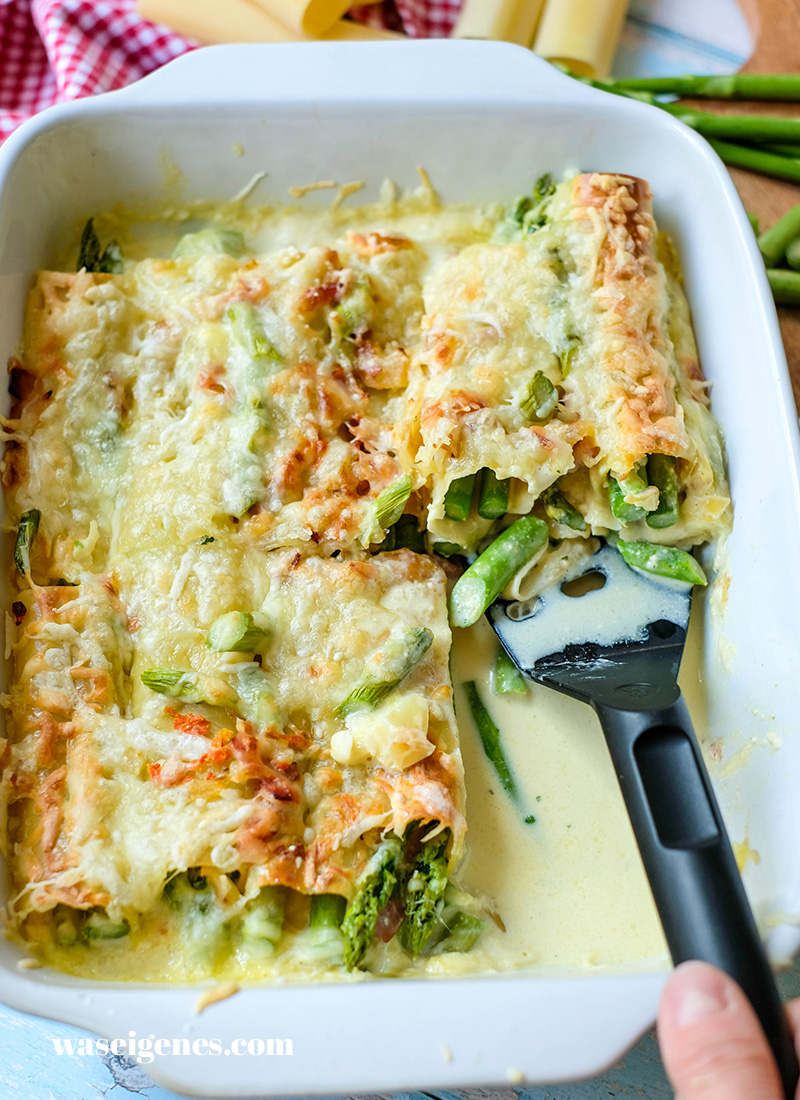 Spargel Cannelloni aus dem Ofen – Rezept mit grünem Spargel